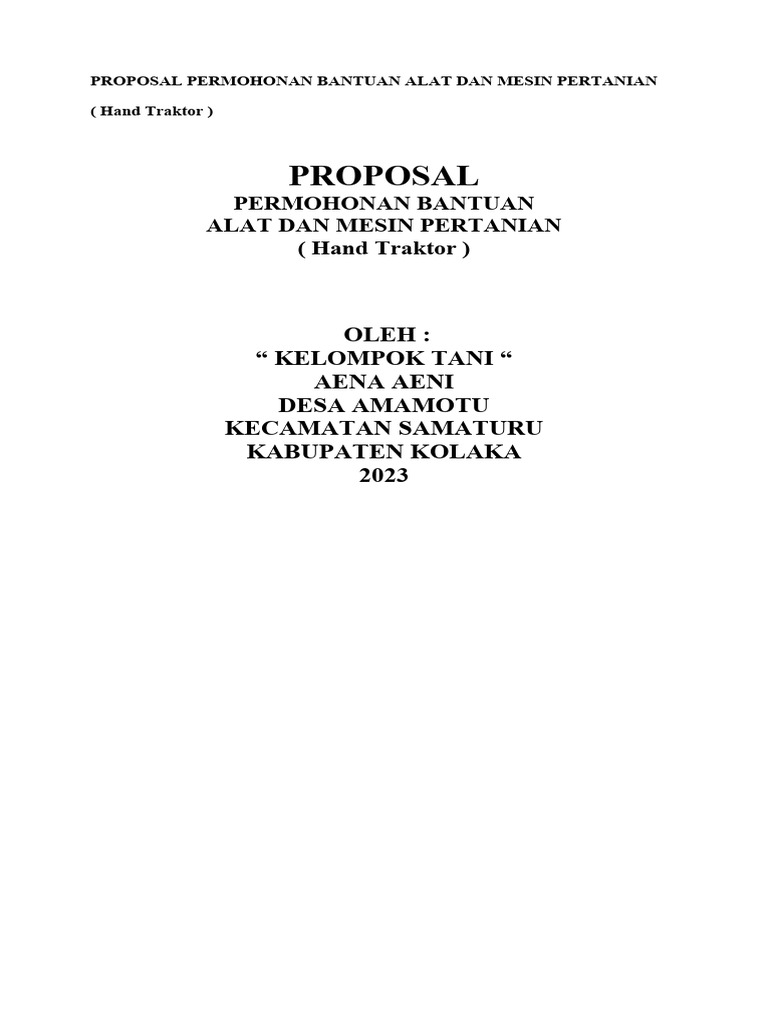 Proposal - Permohonan - Bantuan - Alat - Dan - Mes Bupati Kolaka | PDF