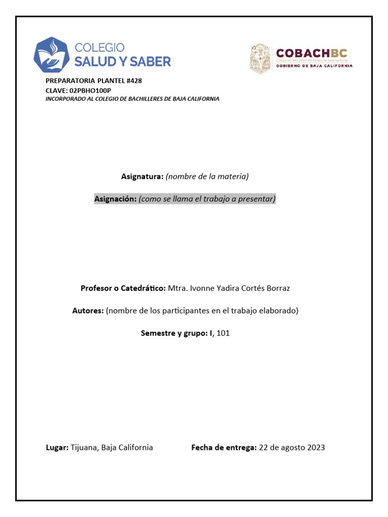 Portada Trabajos Cobach 2023-1 | PDF