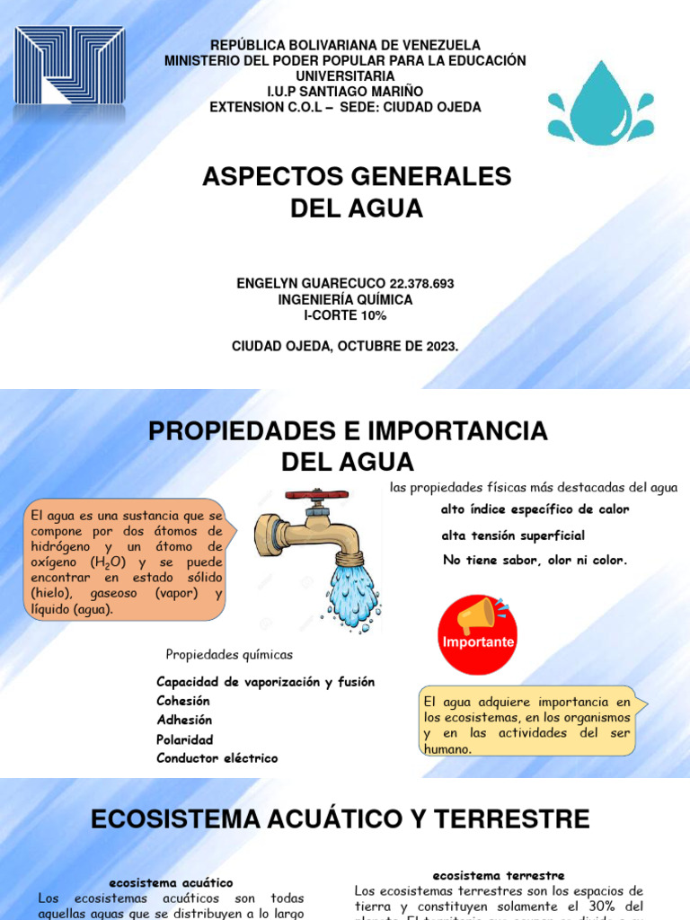 Importancia y Propiedades del Agua | PDF | Agua | Tierra