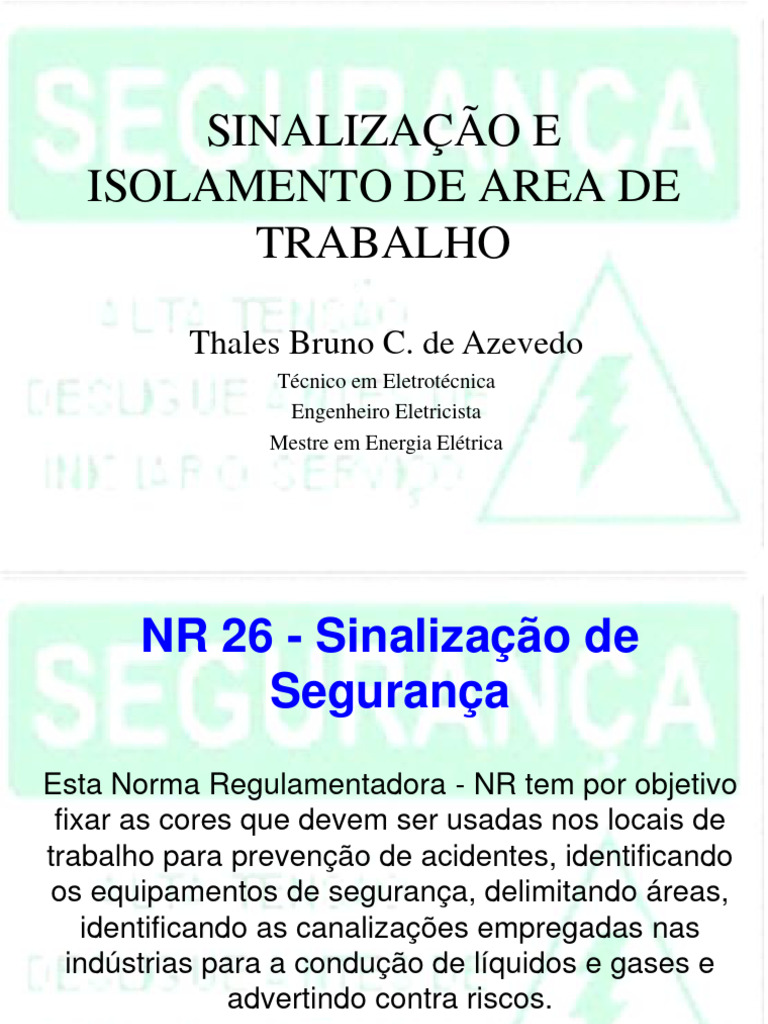 014 - Sinalização e Isolamento de Area de Trabalho | PDF | Eletricista ...