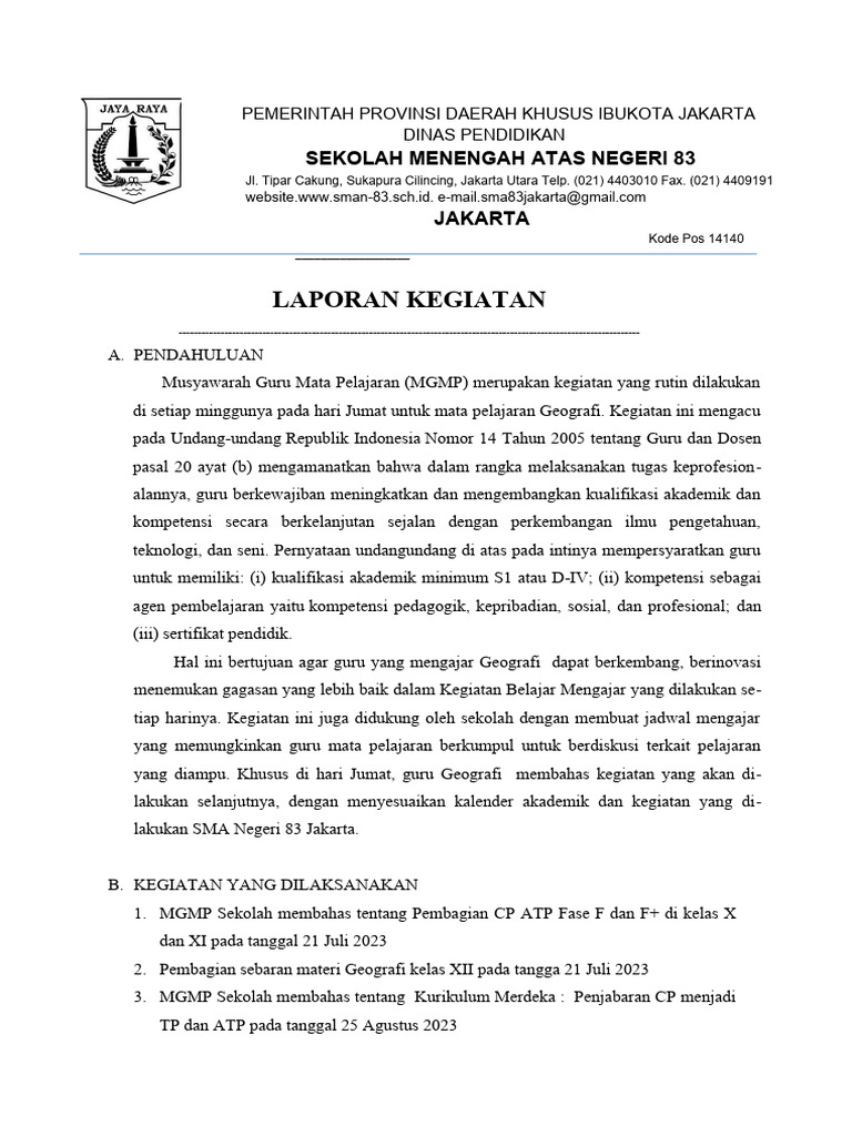 FORMAT LAPORAN KEGIATAN_GEOGRAFI | PDF