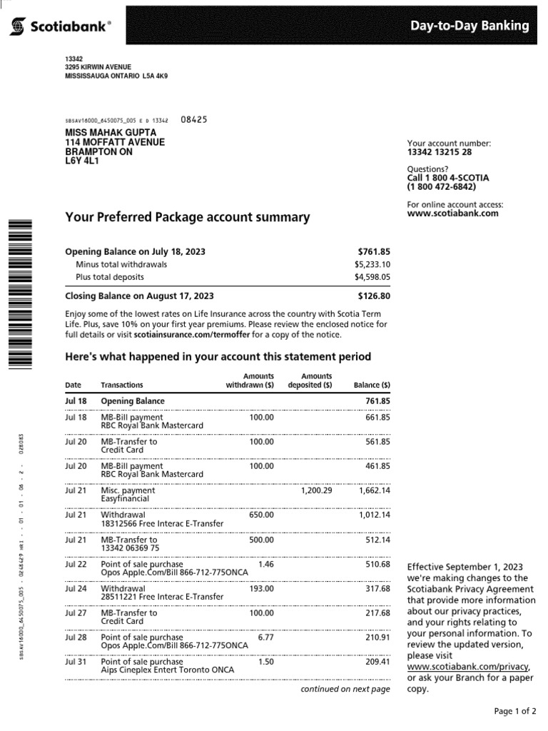 Statements | PDF | Credit Card | Payments