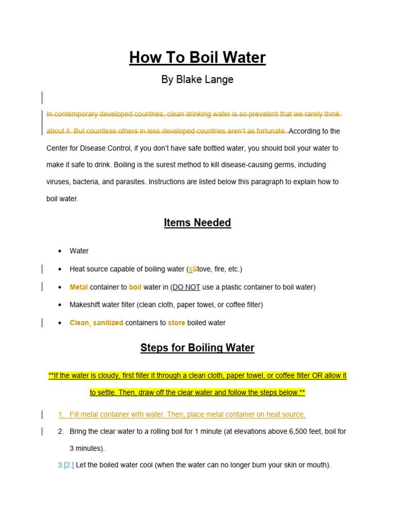How To Boil Water: by Blake Lange | PDF
