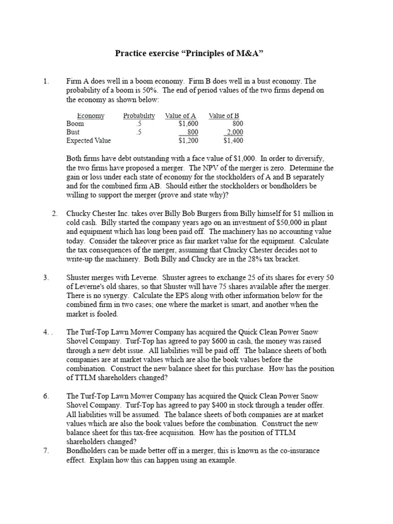 BT Ma 1 | PDF | Mergers And Acquisitions | Book Value