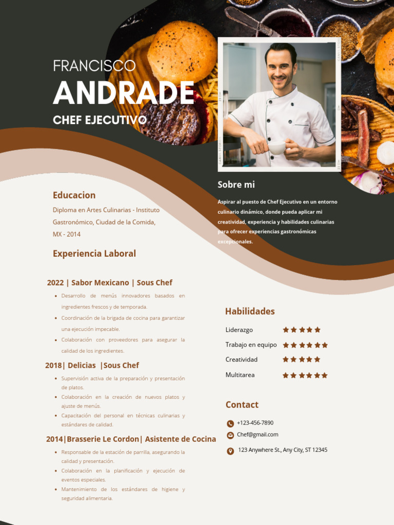 Curriculum Vitae de Chef Ejecutivo | PDF | Crecimiento personal y ...
