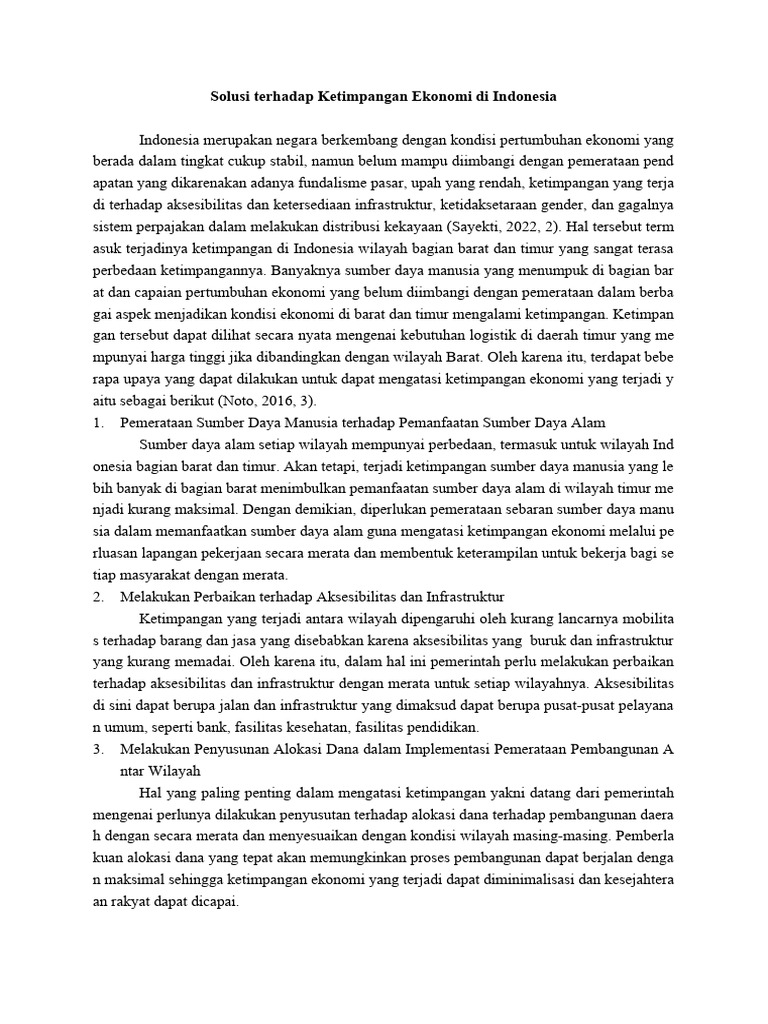 Solusi Terhadap Ketimpangan Ekonomi Di Indonesia | PDF