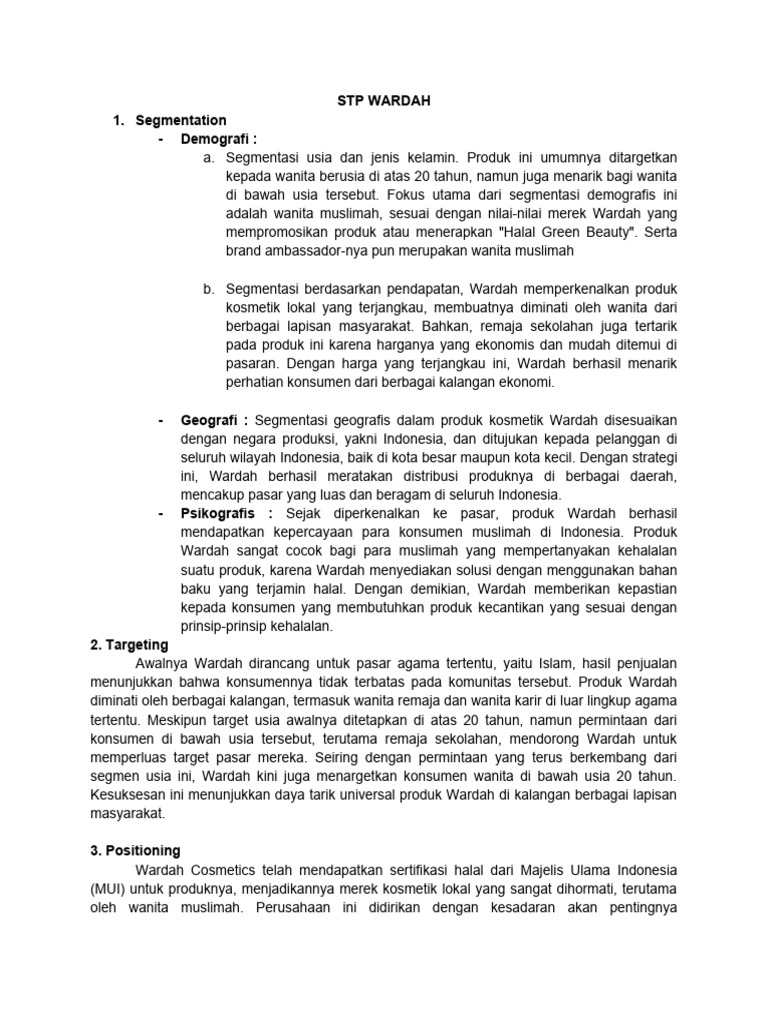 Segmentasi dan Target Pasar Wardah | PDF