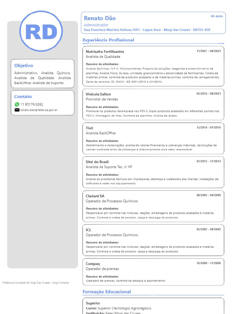 CV Renato Dão | PDF
