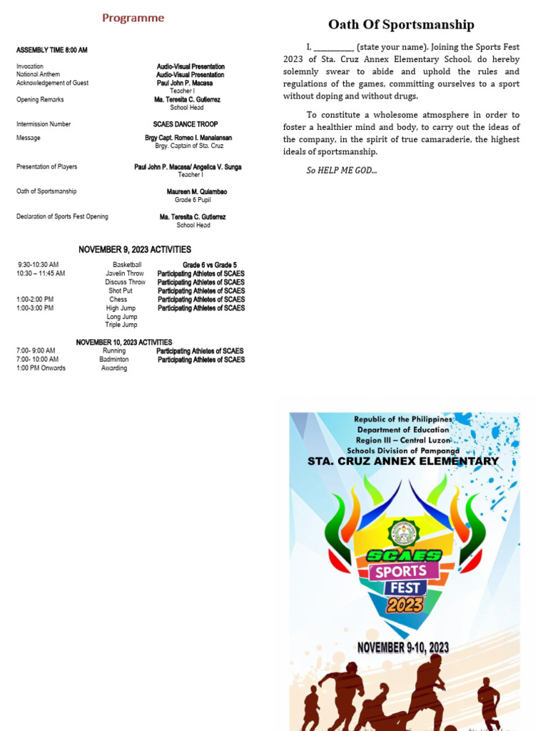 SportsFest-Program | PDF | Sports | Games Of Physical Skill