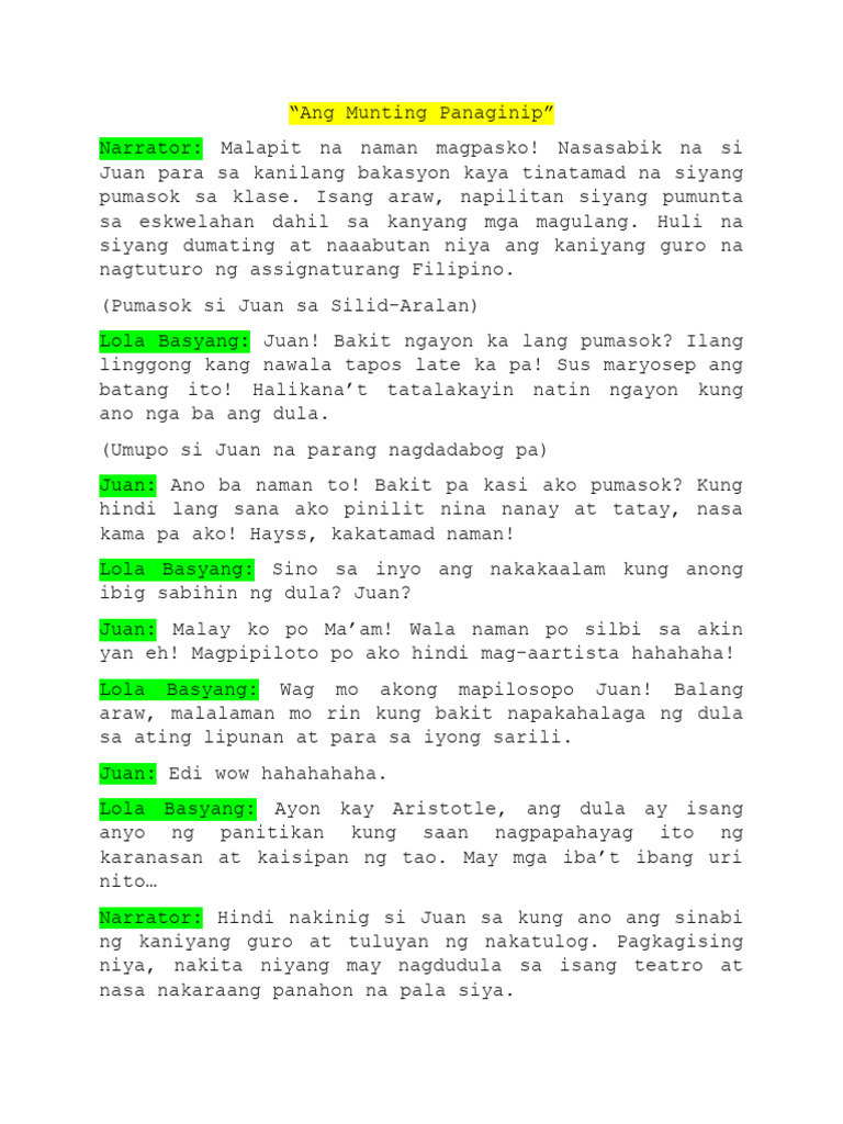 Script Dula Sa Filipino | PDF
