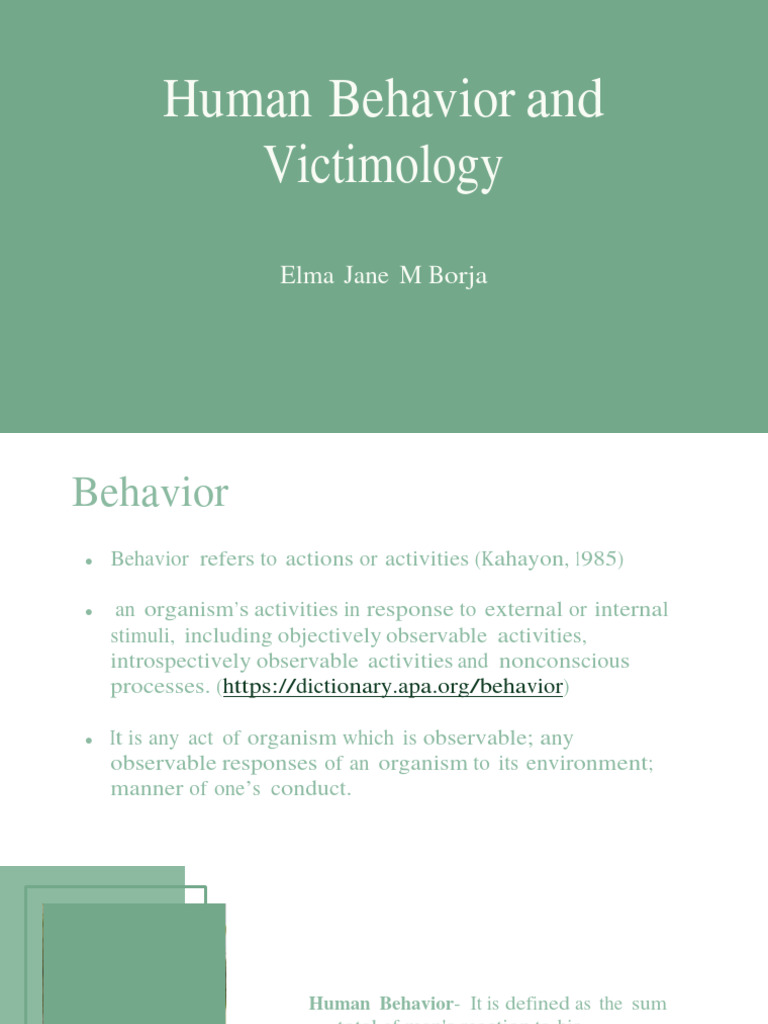 Human Behavior and Victomology | PDF | Id | Phobia
