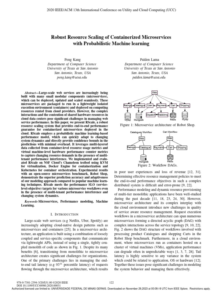 RScale: Adaptive Microservices Scaling with Probabilistic ML | PDF | Machine Learning | Cloud ...
