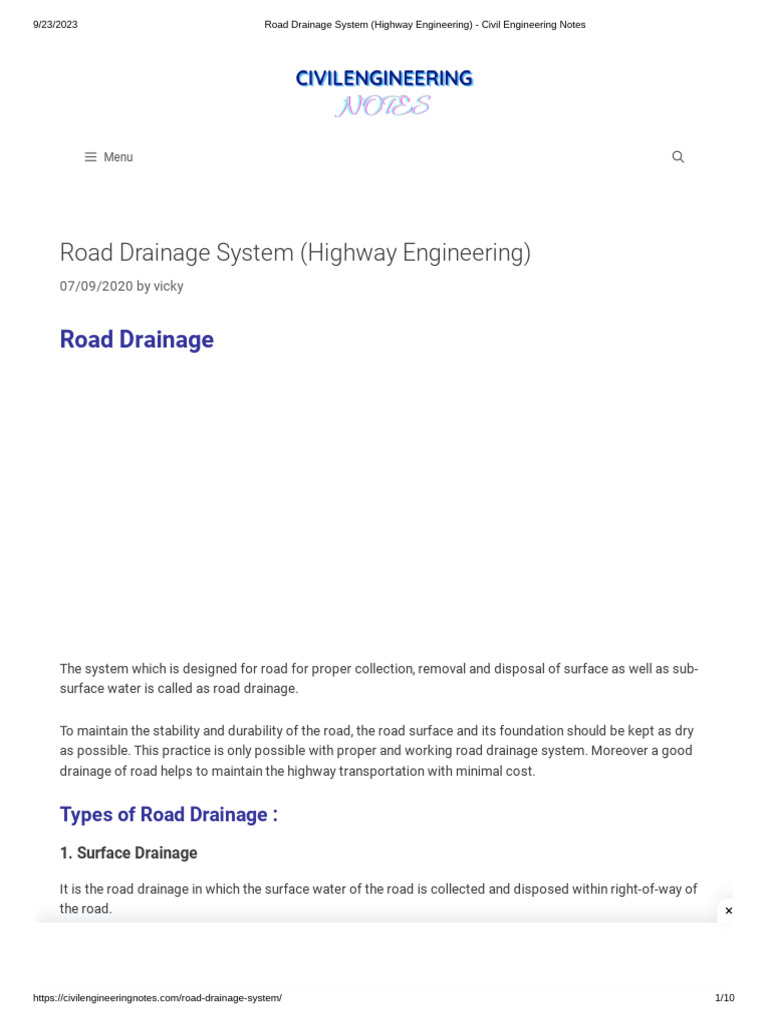Road Drainage Systems Explained | PDF | Road | Drainage
