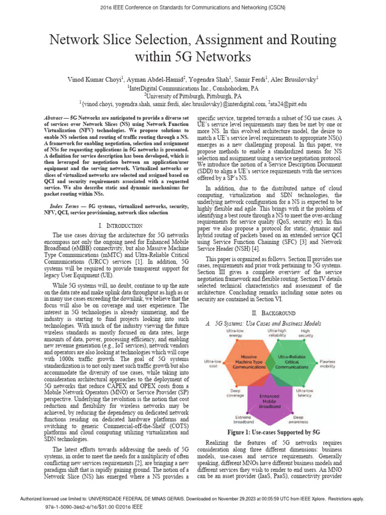 Network Slice Selection Assignment and Routing Within 5G Networks | PDF | Computer Network | Routing