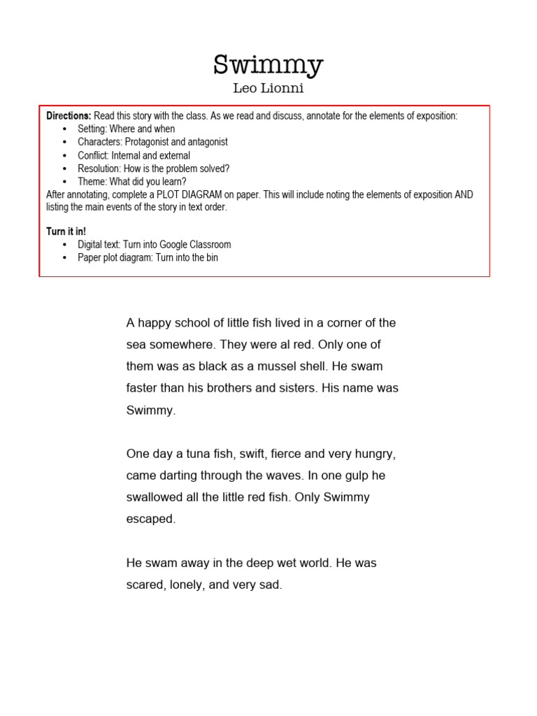 Swimmy Text | PDF | Fish