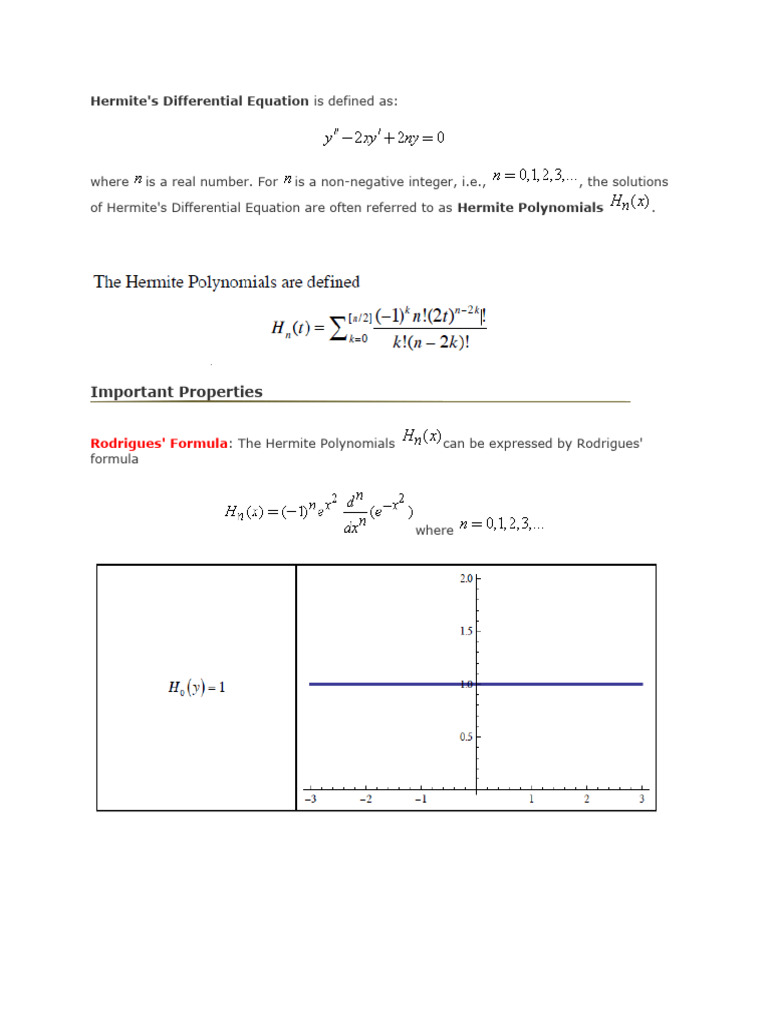 Notes On Hermite Polynomials | PDF