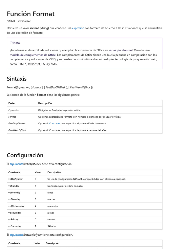 Función Format | PDF | Decimal | Visual Basic para Aplicaciones