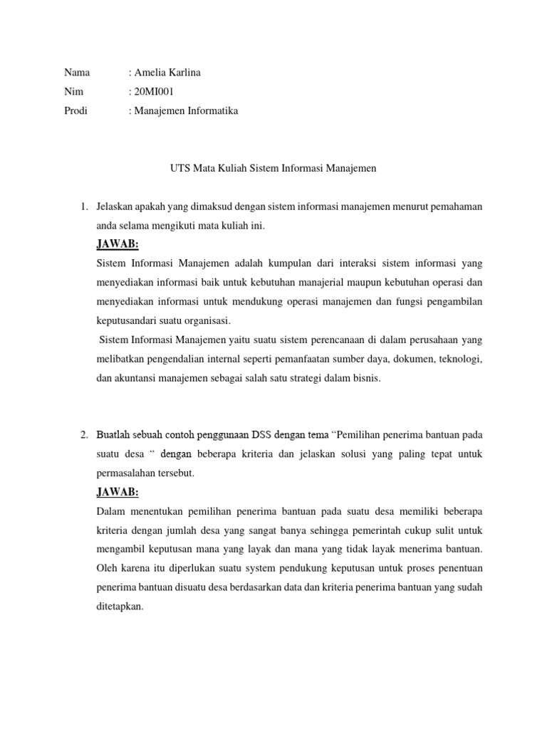 Uts Sim Amelia Karlina | PDF