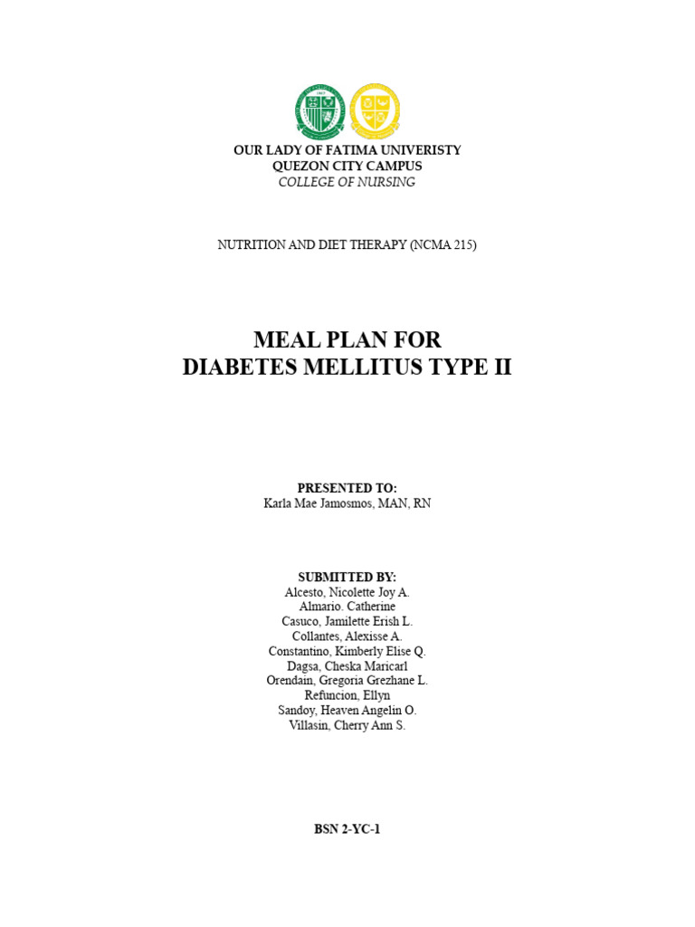 Group 3 Meal Plan | PDF | Diabetes | Insulin