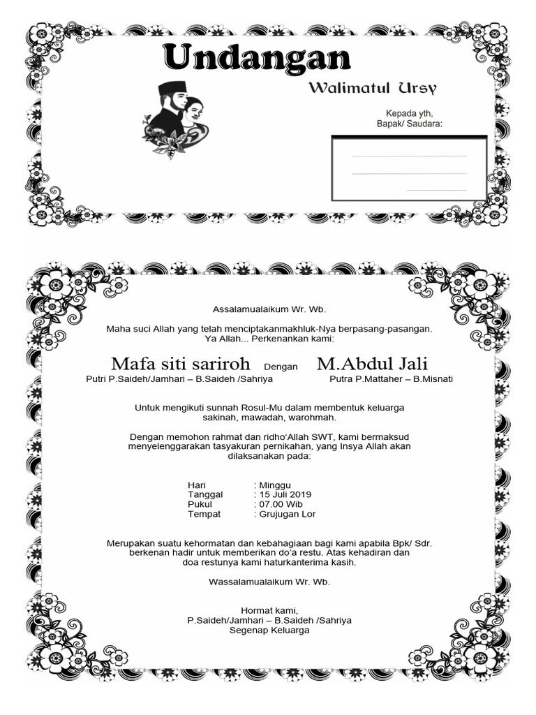 Undangan Walimatul Ursy | PDF