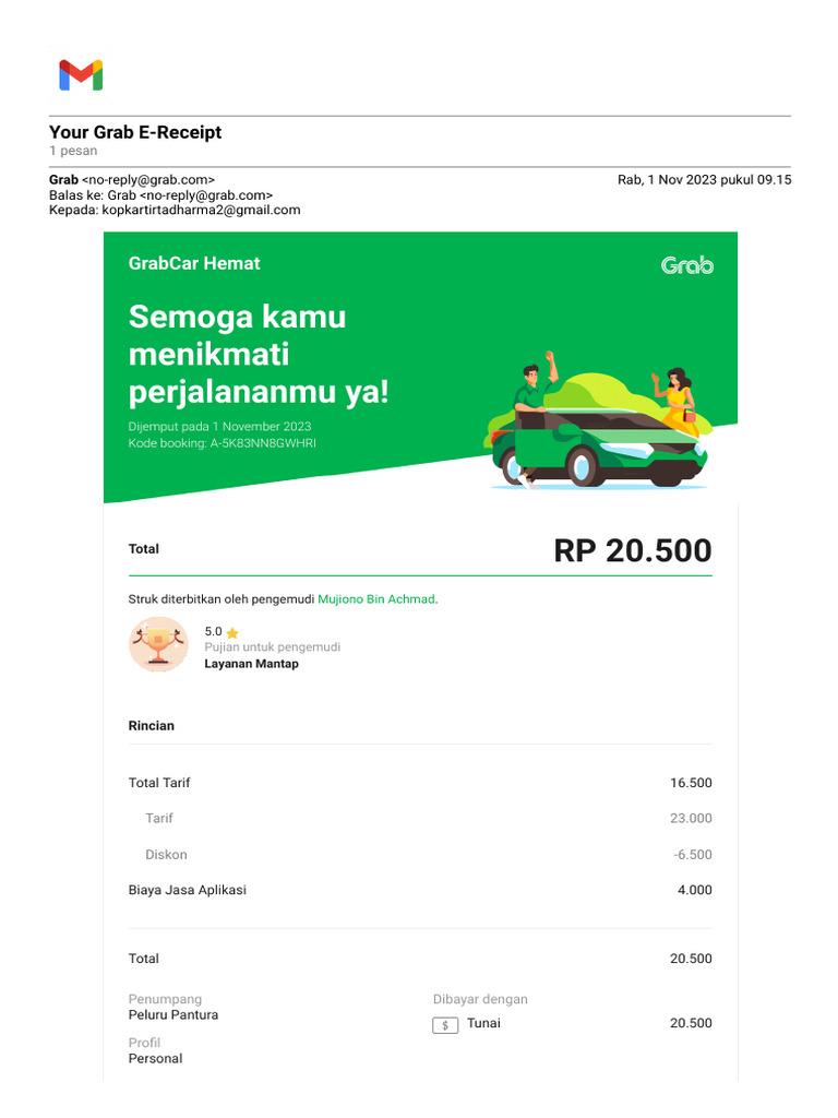 E-Receipt Grab: Panduan dan Detail | PDF