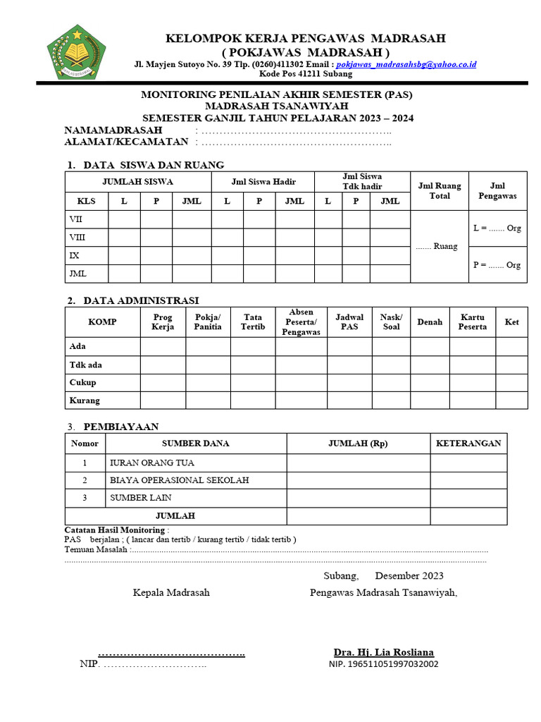 MONITORING PAS 2023 MTs | PDF
