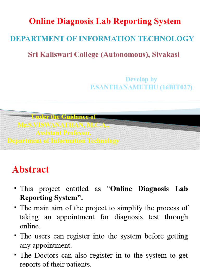 Online Diagnosis Lab Reporting System New | PDF