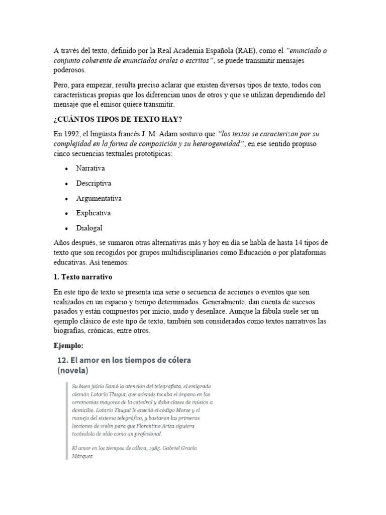 TIPOS DE TEXTOS | PDF