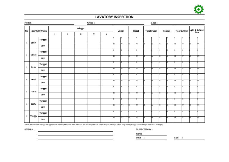 Form Inspeksi Kamar Mandi | PDF