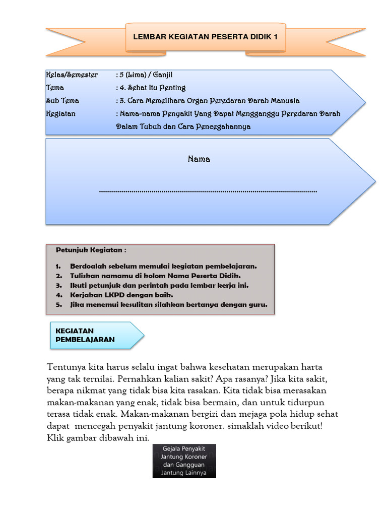 LKPD Kelas 5 Tema 4 SUb Tema 3 PB 1 | PDF