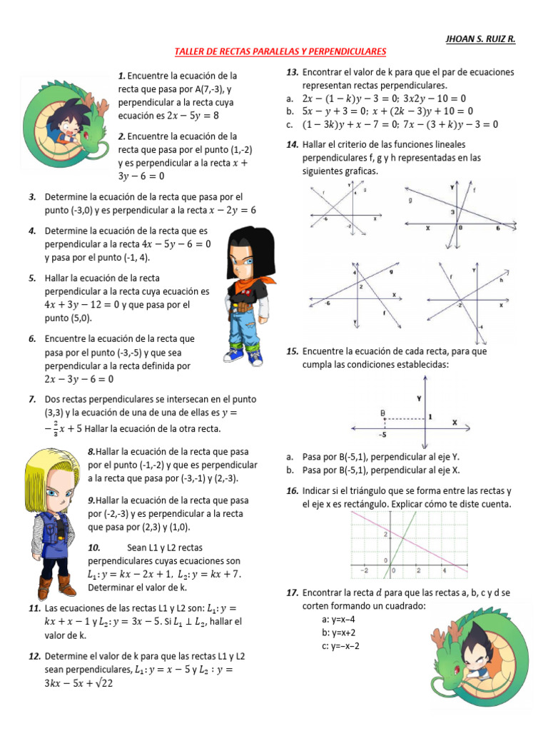 Taller de Rectas Perpendiculares | PDF | Perpendicular | Línea (geometría)