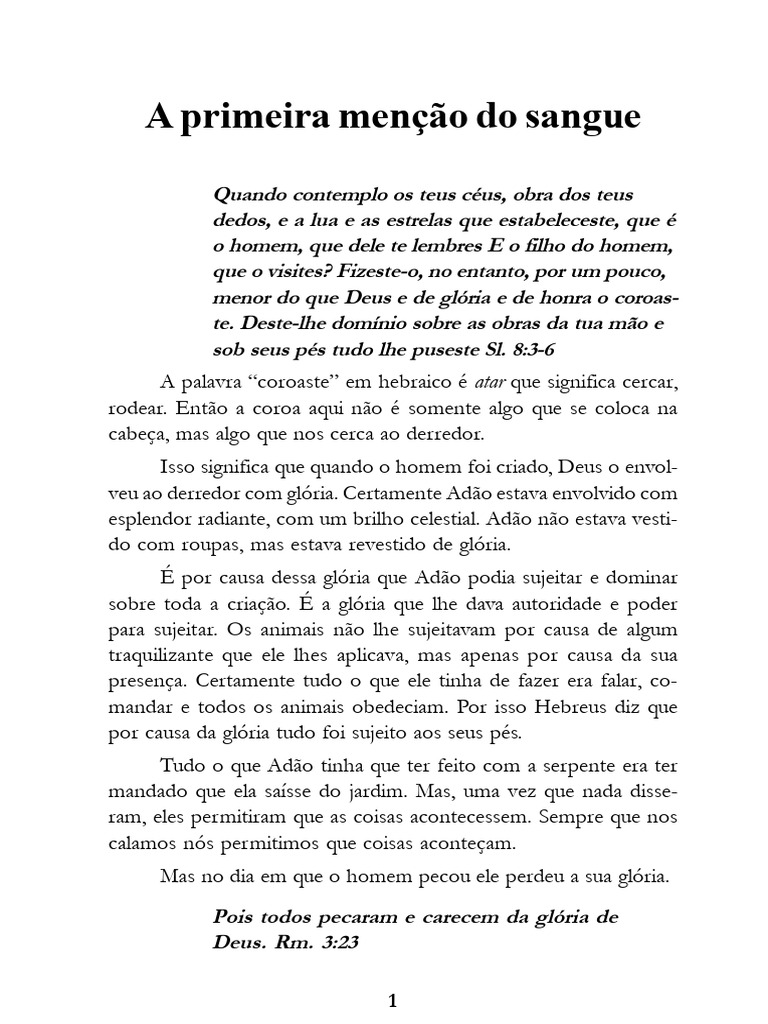 A Glória Perdida e o Sacrifício de Sangue | PDF | Pecado | Adão e Eva