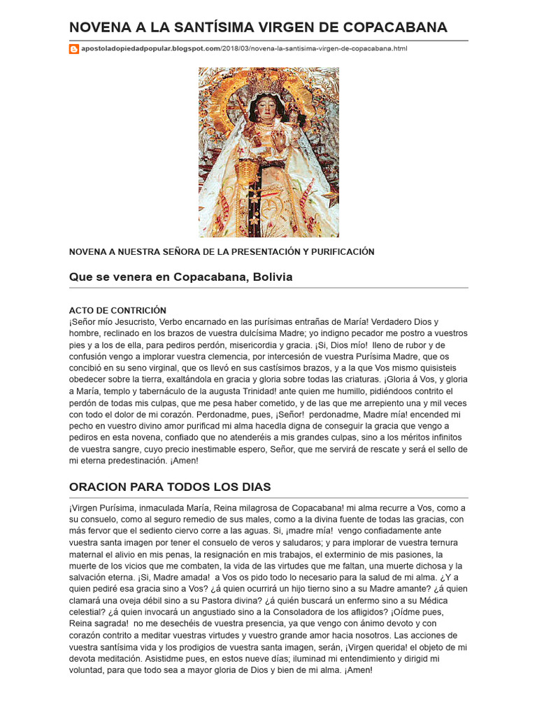 Apostolado de La Piedad Popular - Novena A La Santísima Virgen de ...