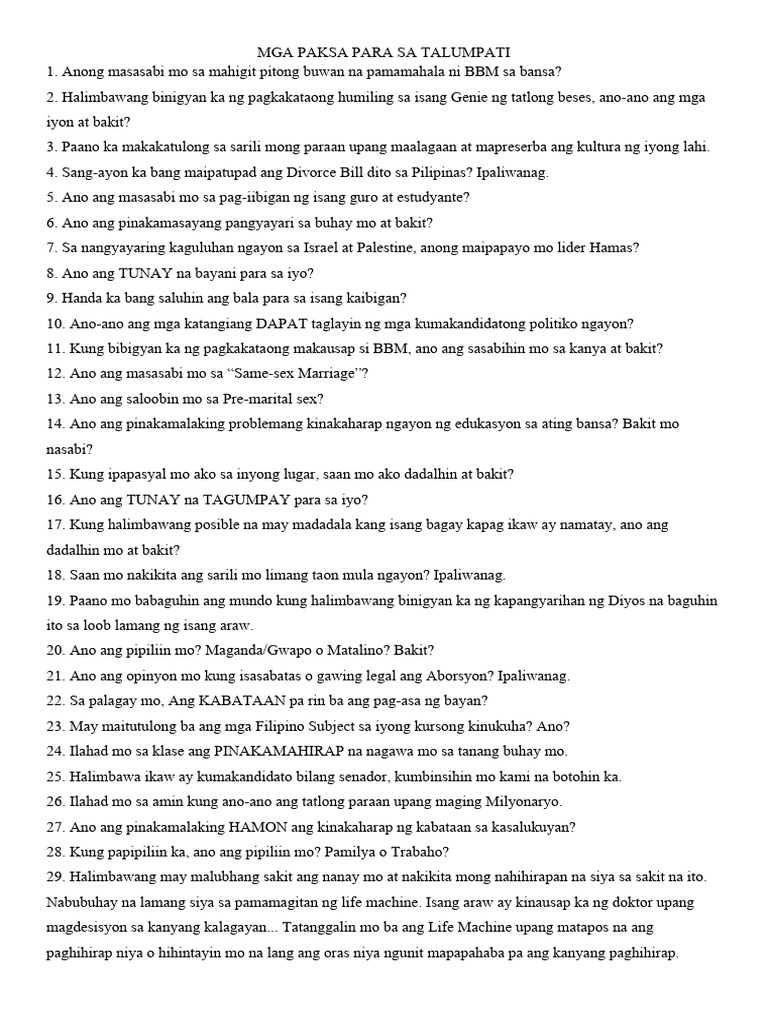 Paksa Sa Talumpati | PDF