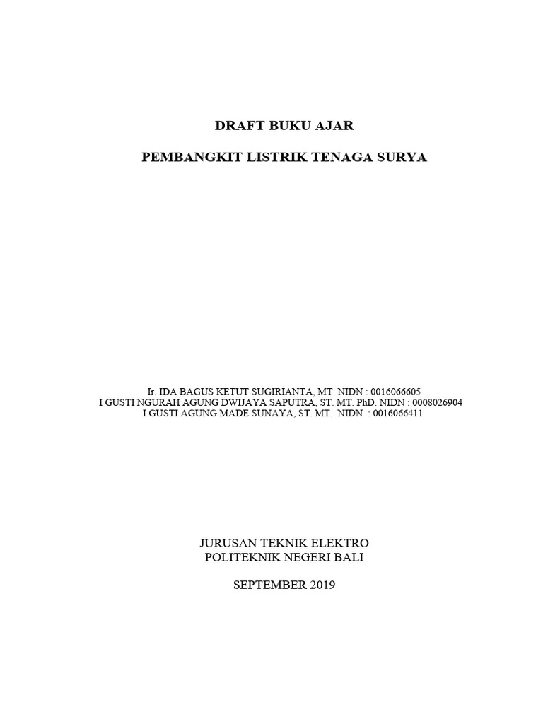 Draft Buku Ajar Pembangkit Listrik Tenag | PDF