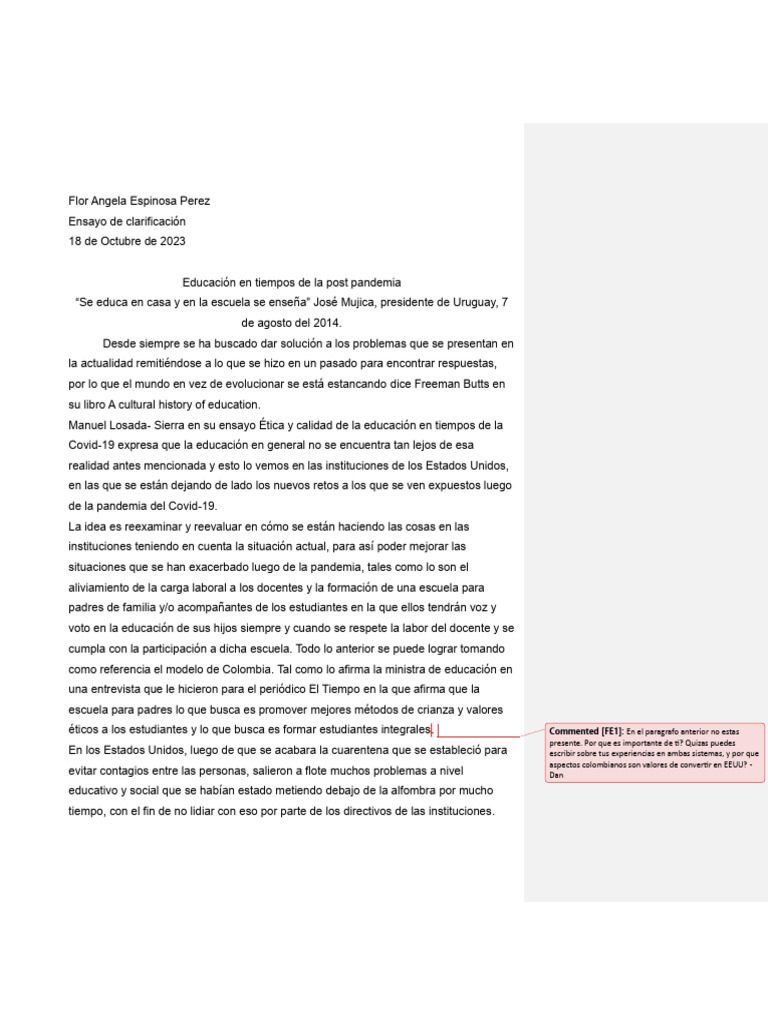 Commented (FE1) : en El Paragrafo Anterior No Estas | PDF | Maestros | Enseñando