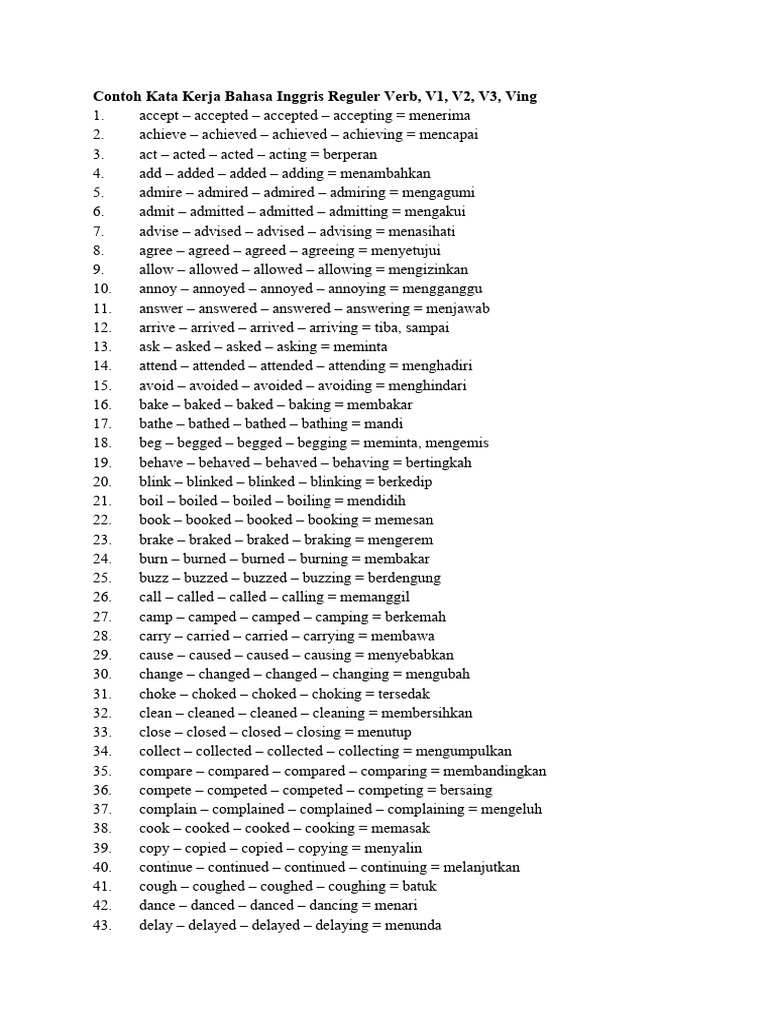 Kata Kerja, Kata Sifat, Kata Benda | PDF