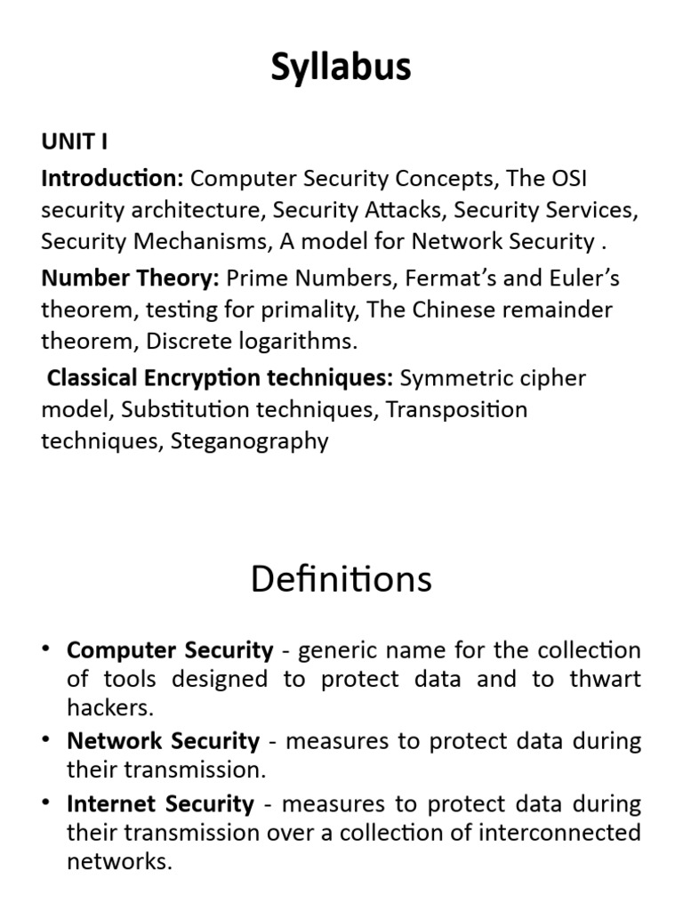 CNS Unit-I Chapter-I | PDF | Information Security | Computer Security