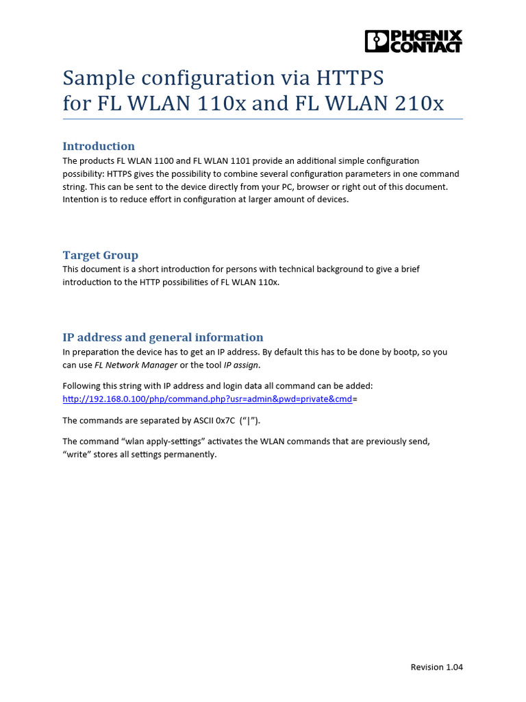Sample Configuration WLAN_110x_WLAN_210x_v1_04 | PDF | Wi Fi | Wireless Lan