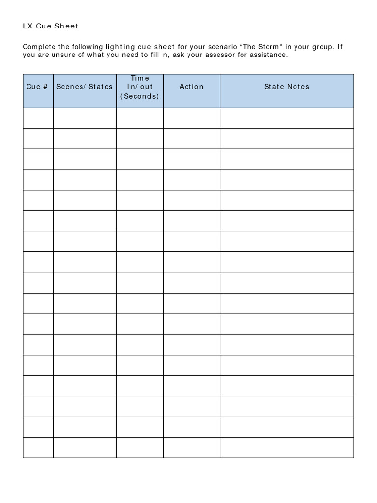 LX Cue Sheet | PDF