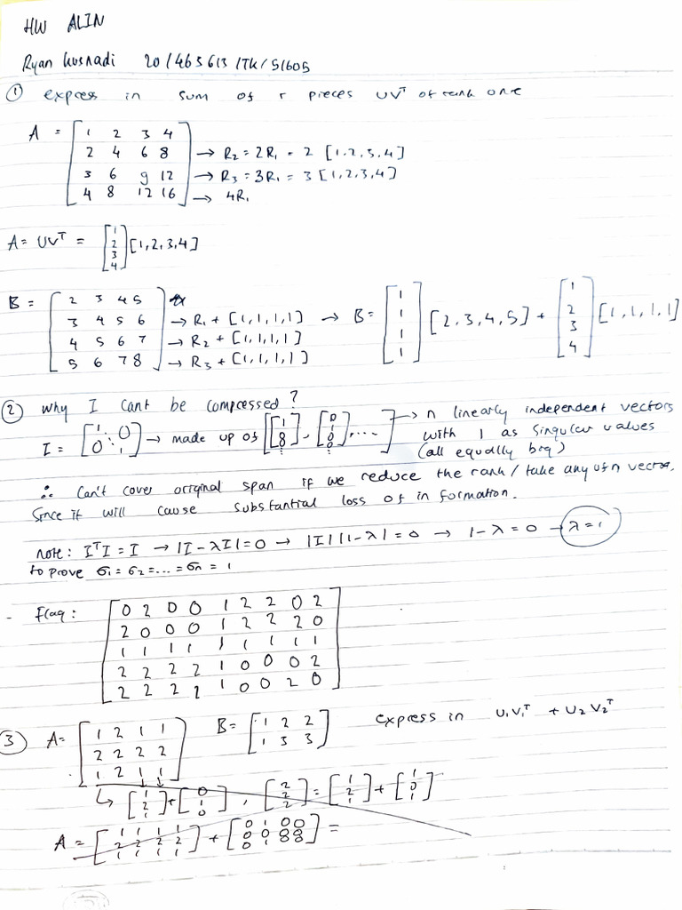 Linear Algebra SVD Problem + Solution | PDF Linear Algebra SVD Problem + Solution | PDF