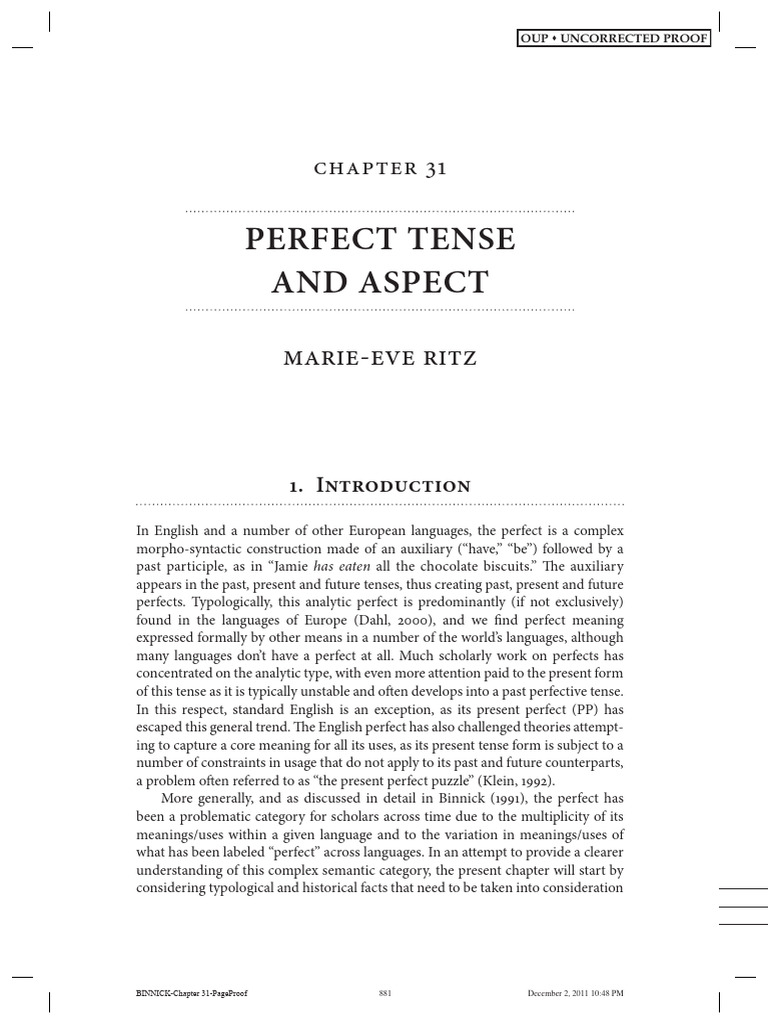 The Perfect Tense and Aspect | PDF | Grammatical Tense | Perfect (Grammar)