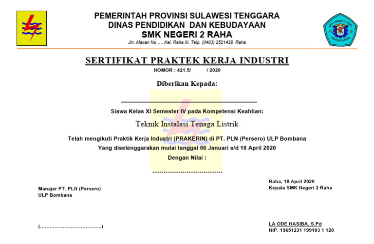 Sertifikat PLN | PDF