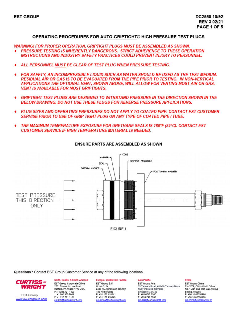 DC2550 Operating Procedures Auto GripTight Test Plug | PDF | Pipe ...