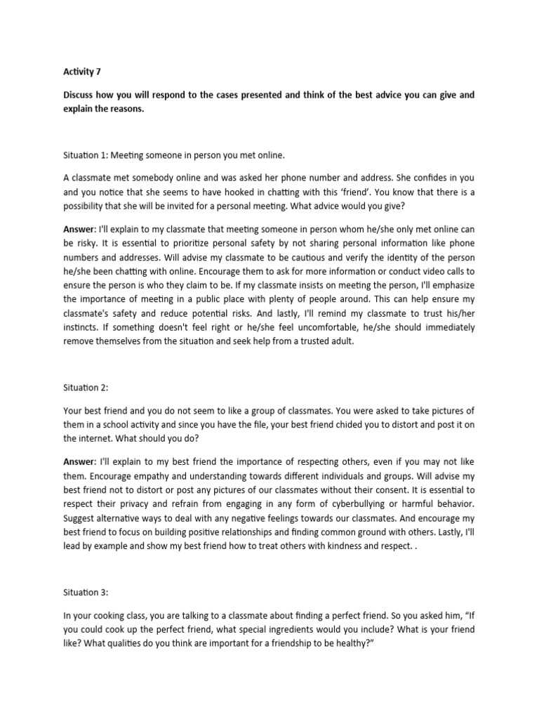 ttl1 Activity 7 | PDF | Friendship | Empathy