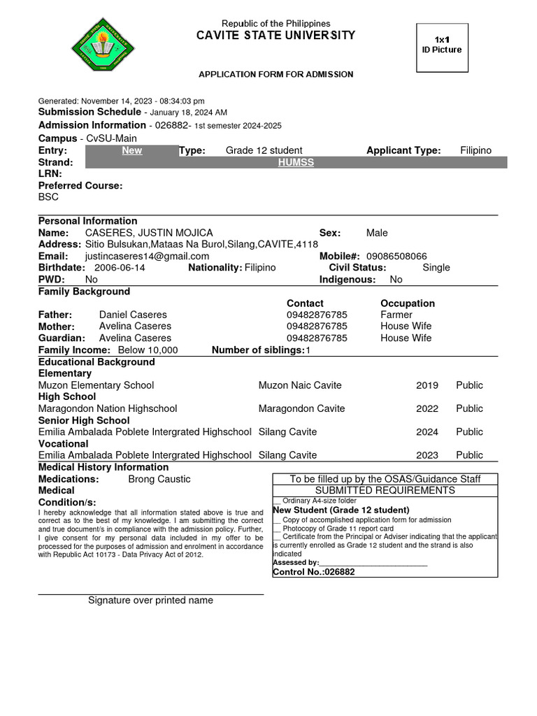 CASERESJUSTIN AppForm | PDF