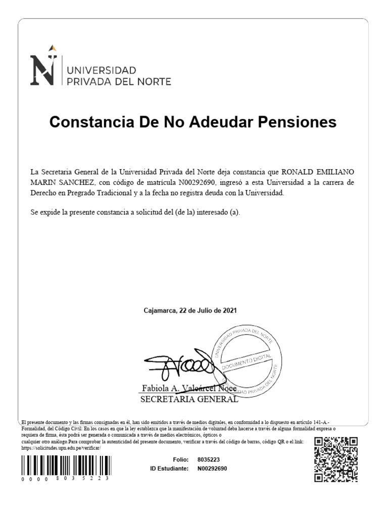 Constancia de No Adeudar | PDF
