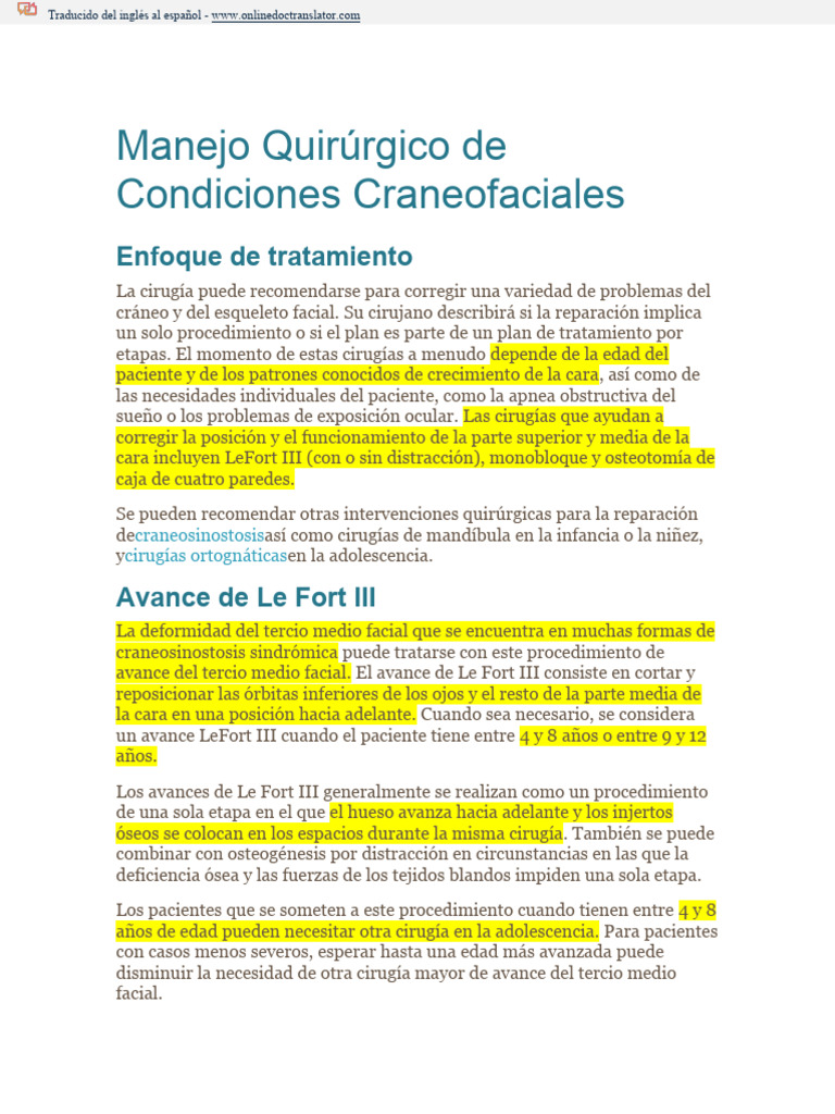 Surgical Management of Craniofacial Conditions - En.es | PDF | Cara | Hueso