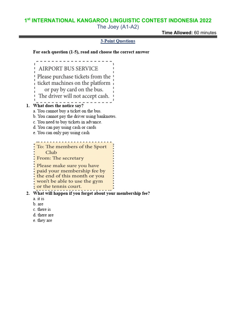 IKLC Indonesia 2022 Past Papers A1-A2 | PDF | Trees