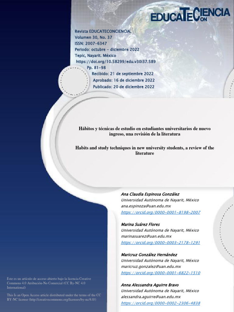 Hábitos y Técnicas de Estudio en Estudiantes Universitarios de Nuevo ...